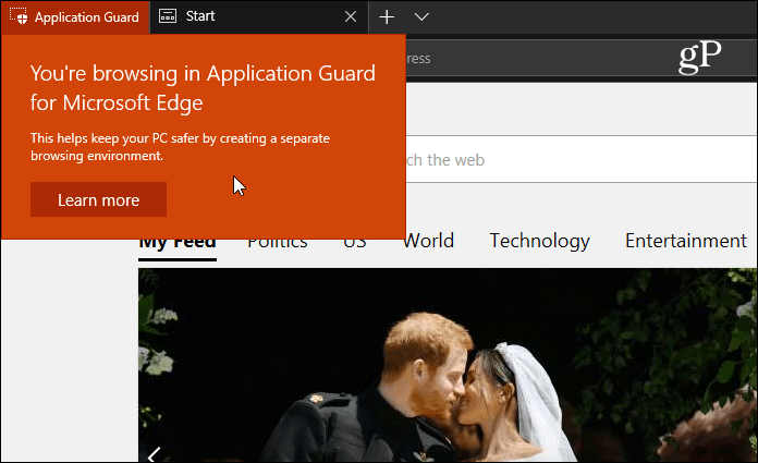 在Windows 10 1803上使用Microsoft Edge Application Guard - 数字指南