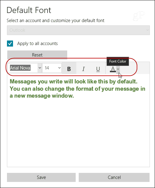 如何更改Windows 10邮件应用程序的默认字体 - 数字指南
