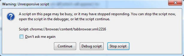如何摆脱Firefox中的警告无反应脚本