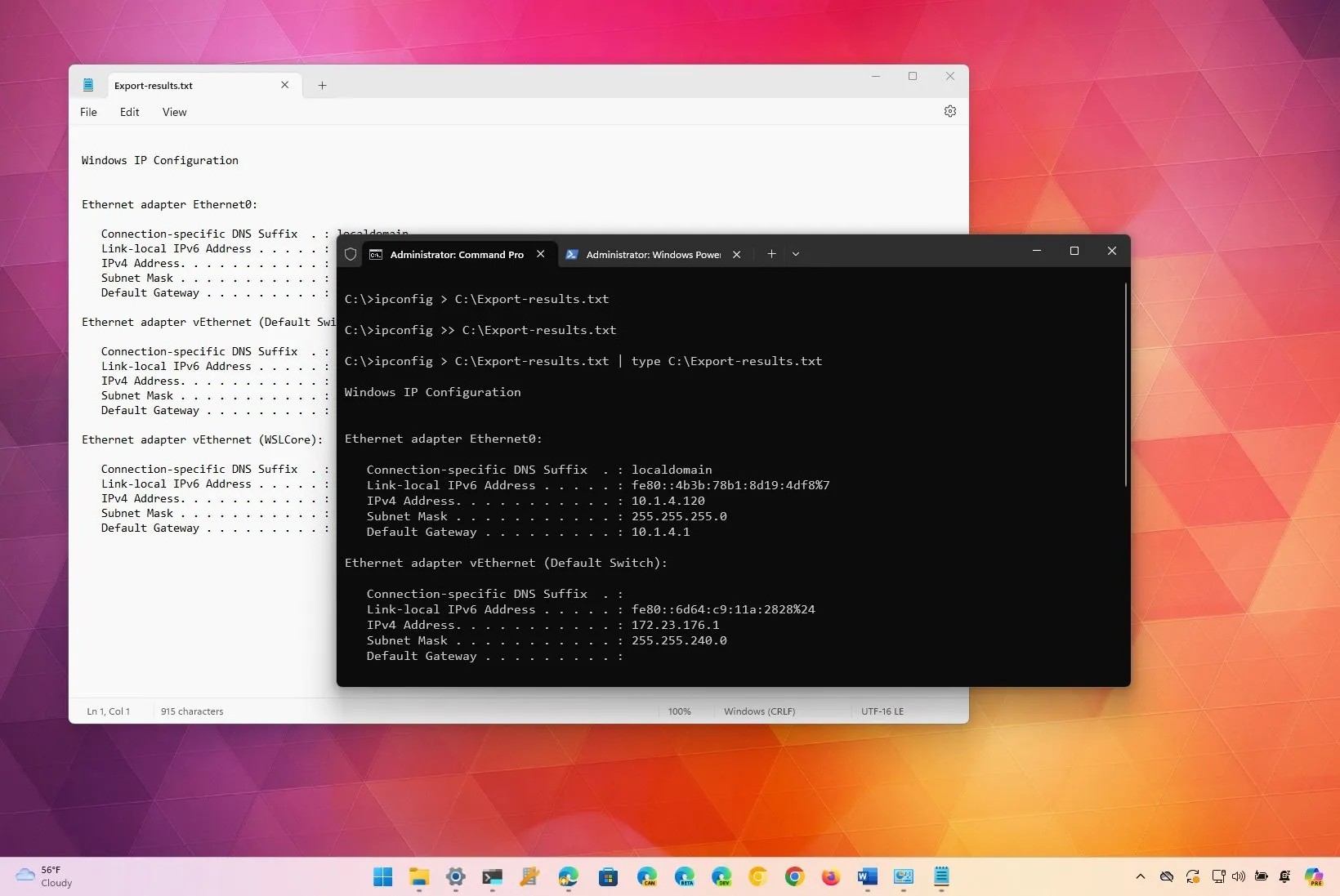 如何在 Windows 上将命令行输出发送到文本文件 如何在 Windows 上将命令行输出发送到文本文件