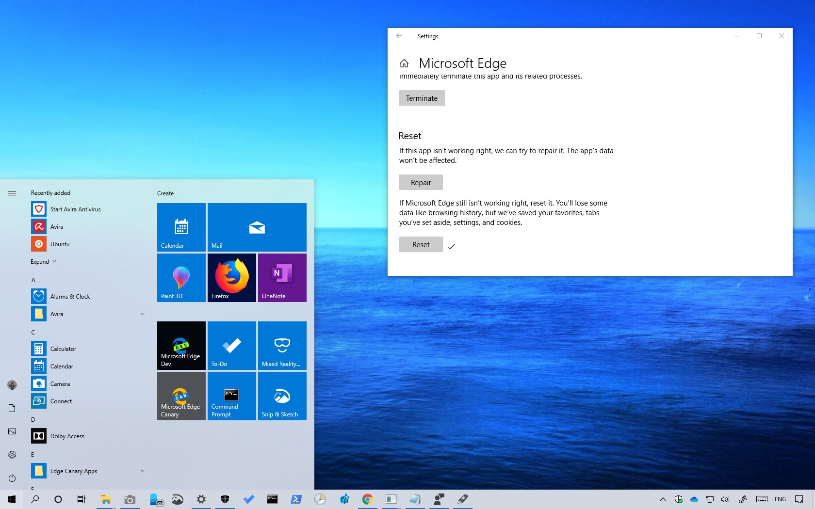 如何在 Windows 10 上正确重置应用程序 7856
