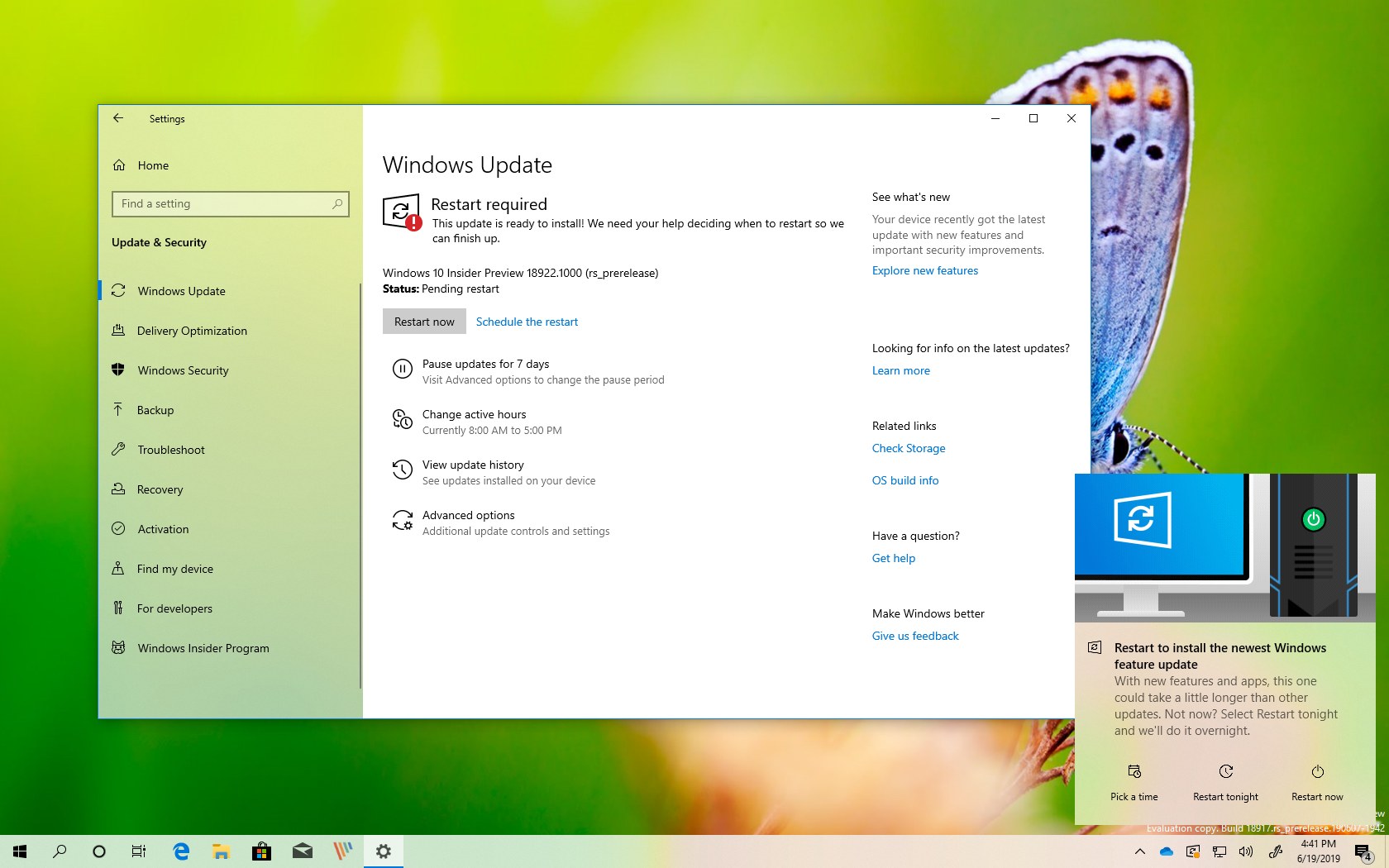 Windows 10 build 18922 (20H1) 发布，具有新功能