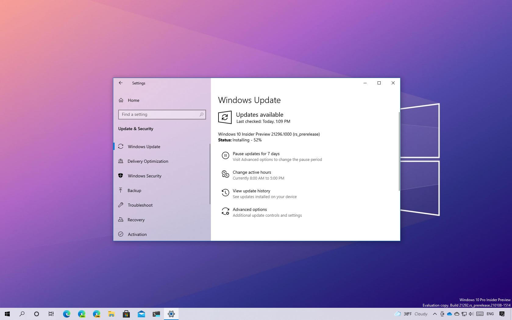 Windows 10在Dev Channel中构建21296版本
