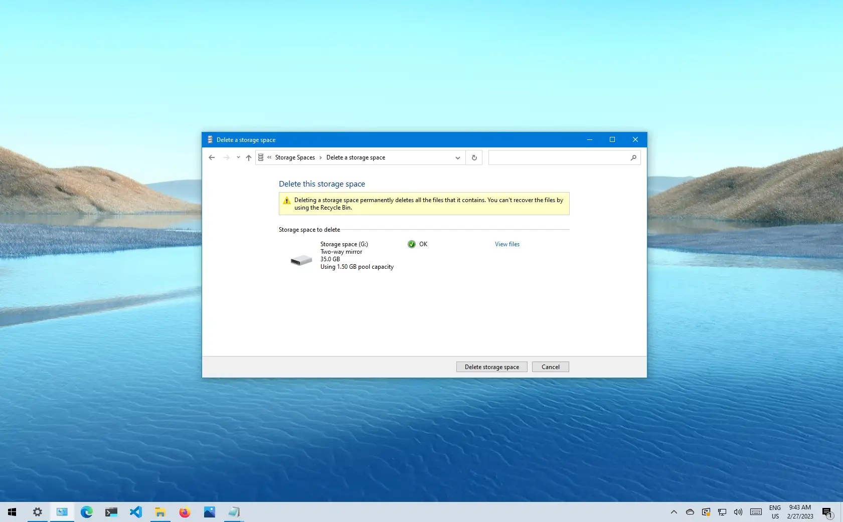 如何在 Windows 10 上删除存储空间池 - 数字指南