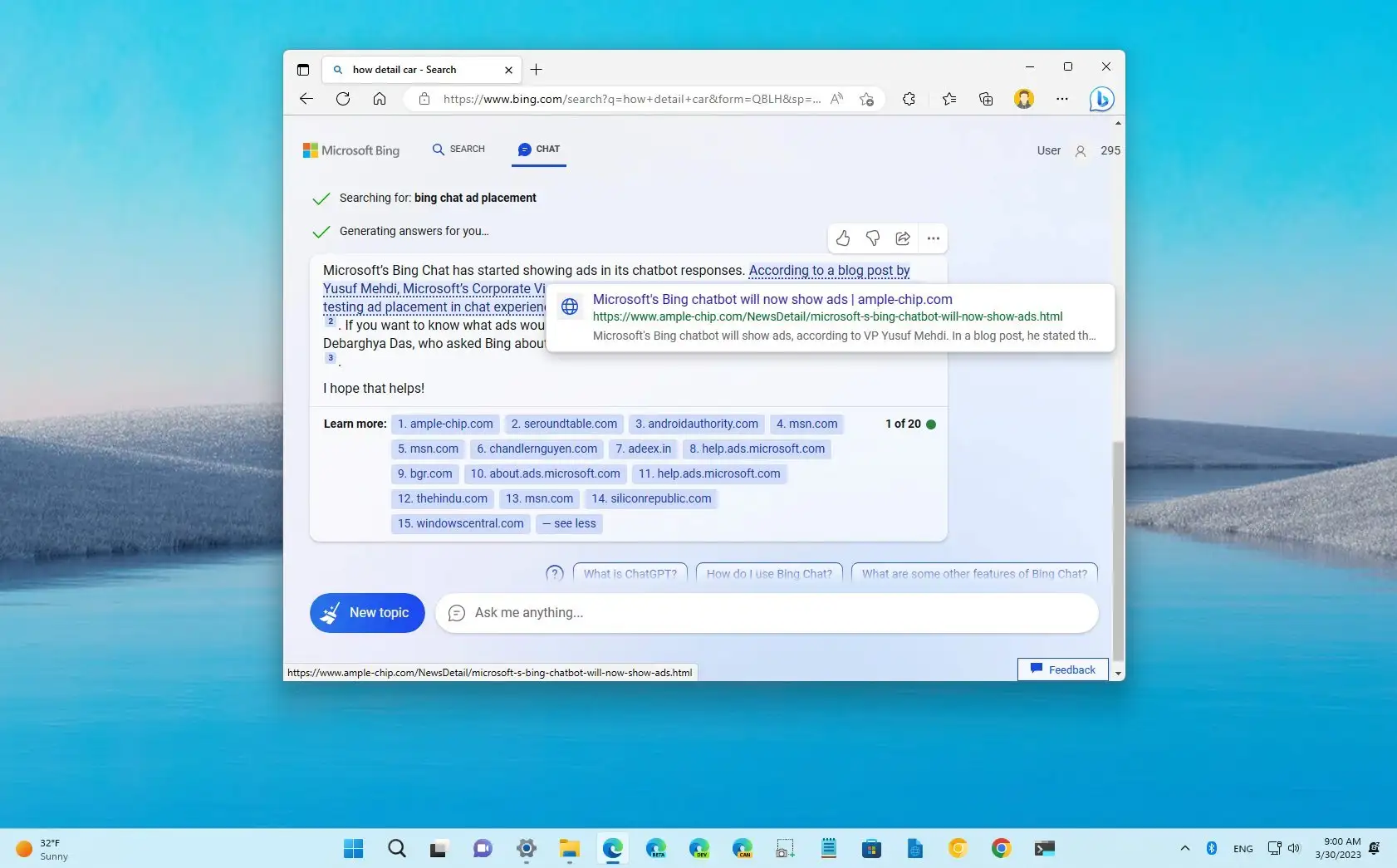 Bing Chat AI 即将展示更多广告 - 数字指南