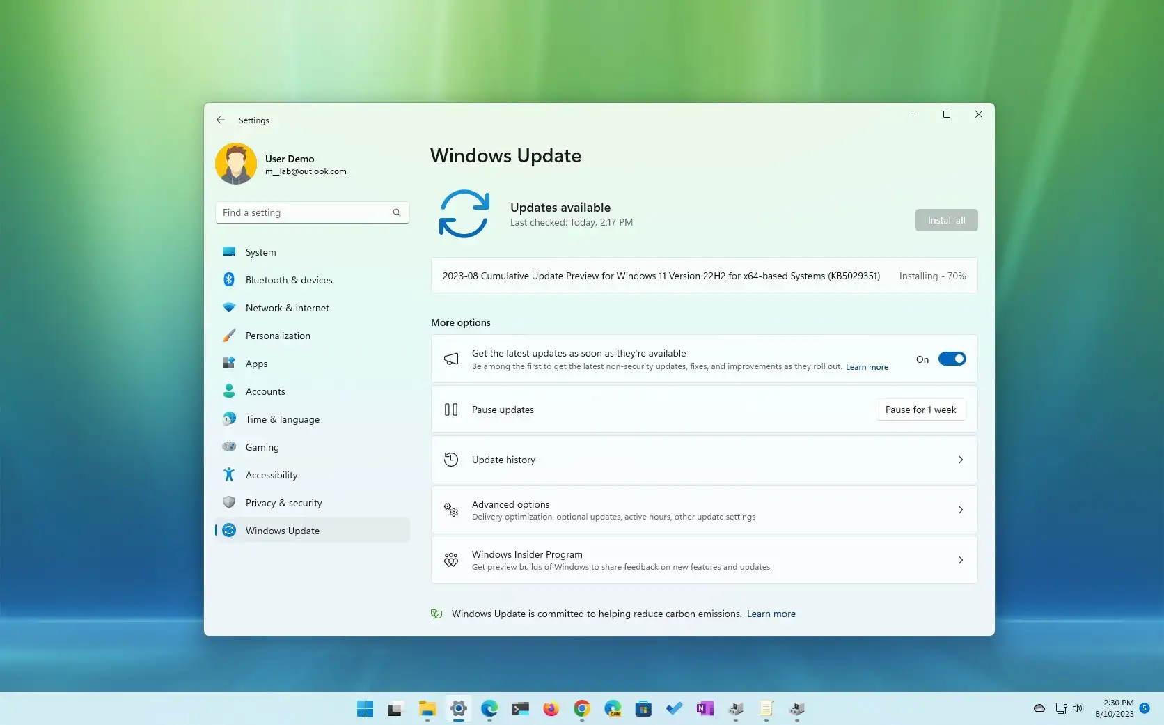 Windows 11 内部版本 22621.2215 (KB5029351) 在版本 22H2 上作为预览版发布