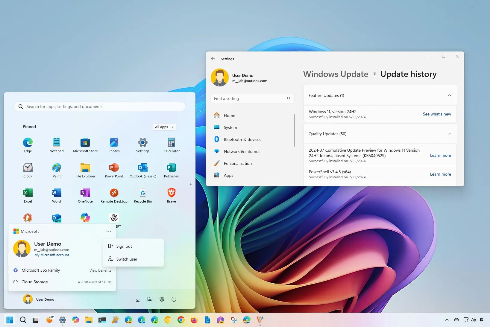 Windows 11 build 26100.1297 为版本 24H2 带来更多功能 (KB5040529)