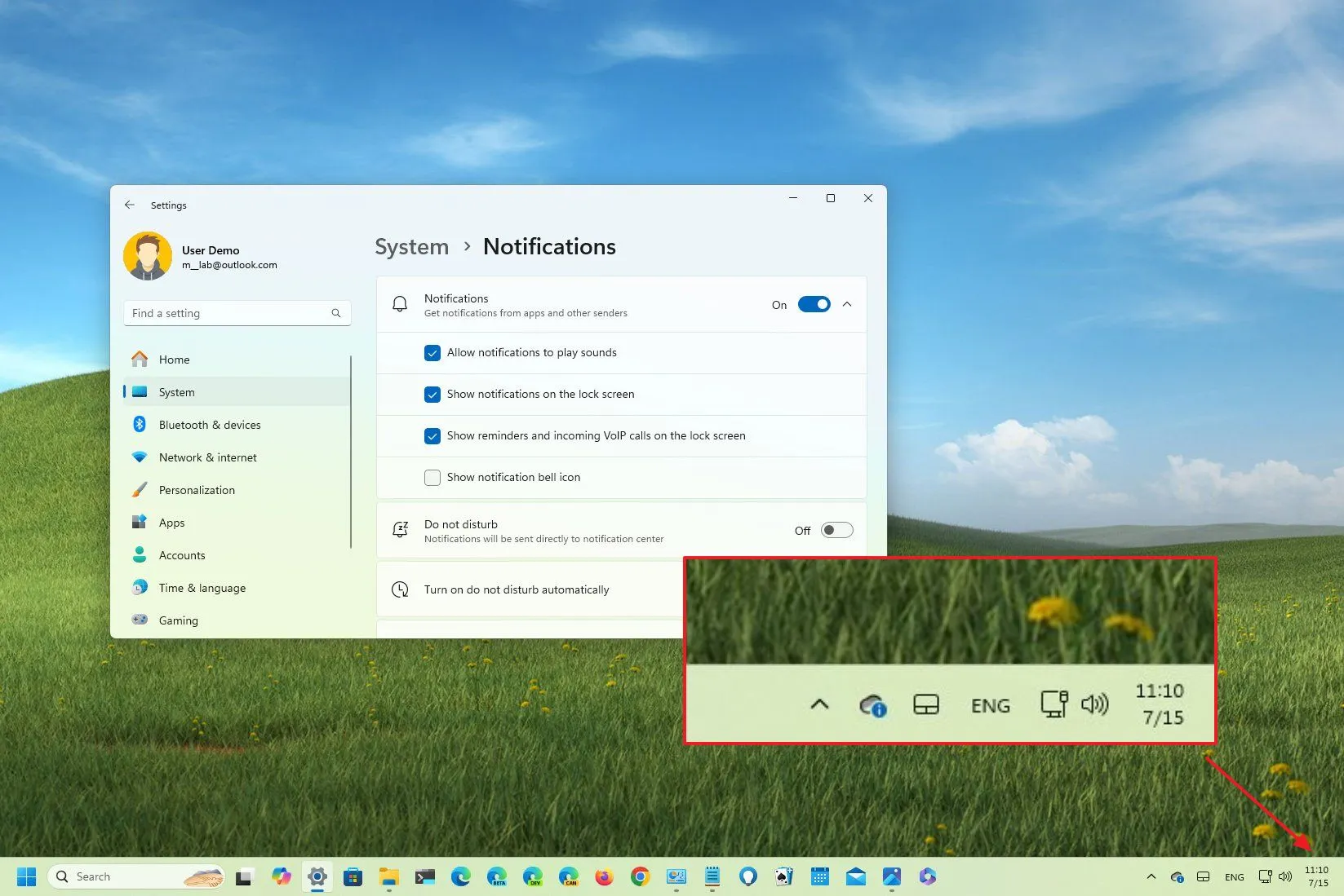 如何从 Windows 11 任务栏中删除通知铃声图标 - 数字指南