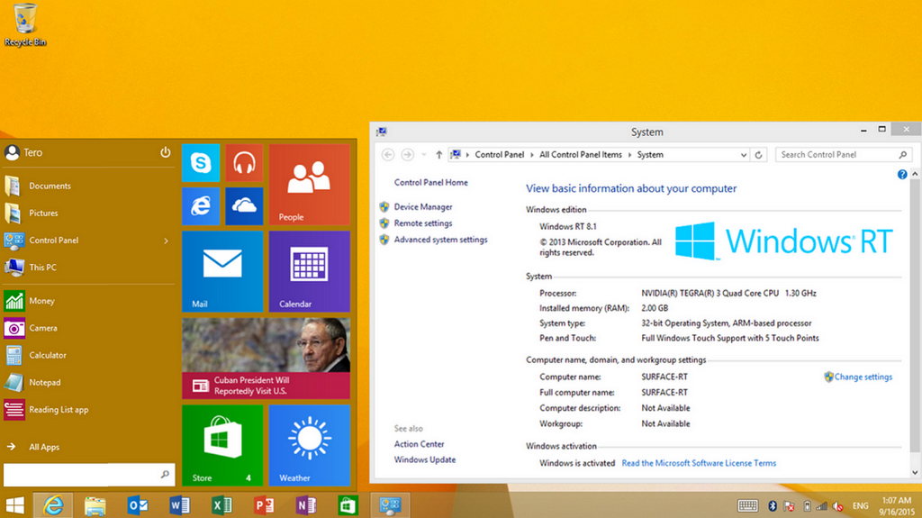 Windows RT 8.1 Update 3 (KB3033055) 可供下載，具有新的“開始”菜單 - 数字指南