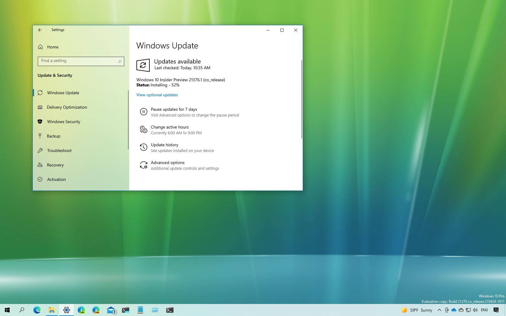 Windows 10 build 21376 在開發頻道中發布