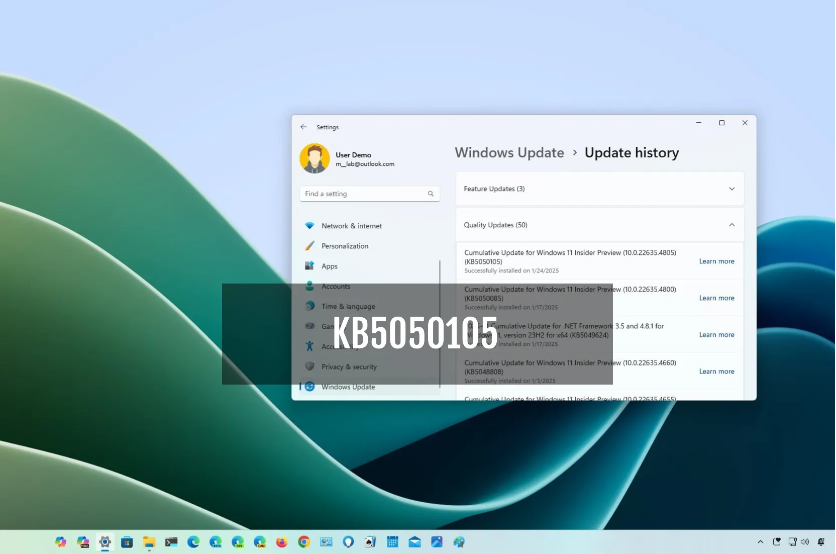 Windows 11 build 22635.4805 (KB5050105) 改進了 Beta 通道中的對齊佈局 - 数字指南